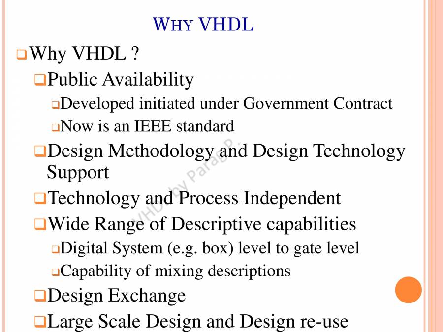VHDL Lecture Series - I - PowerPoint Slides - LearnPick India