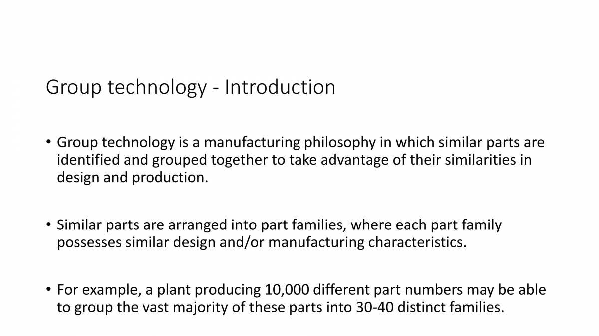 Group Technology - PowerPoint Slides - LearnPick India