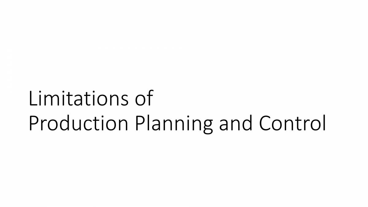 Production Planning And Control - PowerPoint Slides - LearnPick India