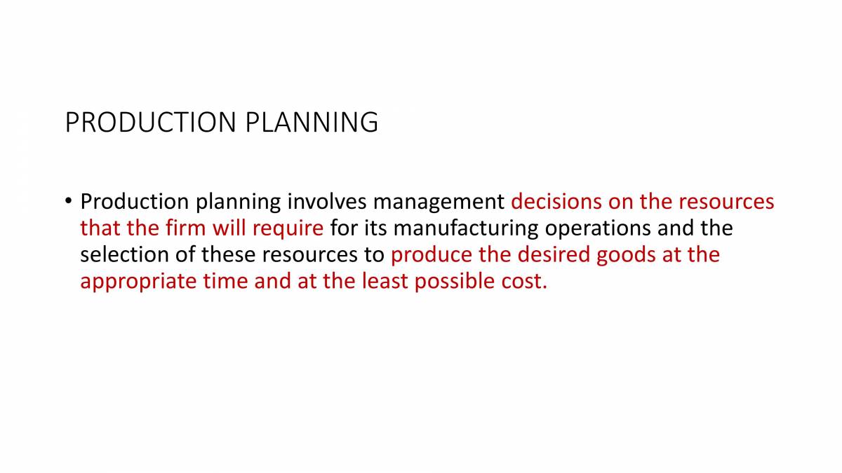 Production Planning And Control - PowerPoint Slides - LearnPick India