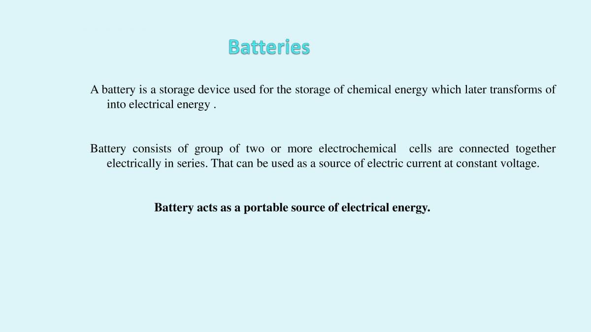 Batteries - PowerPoint Slides - LearnPick India
