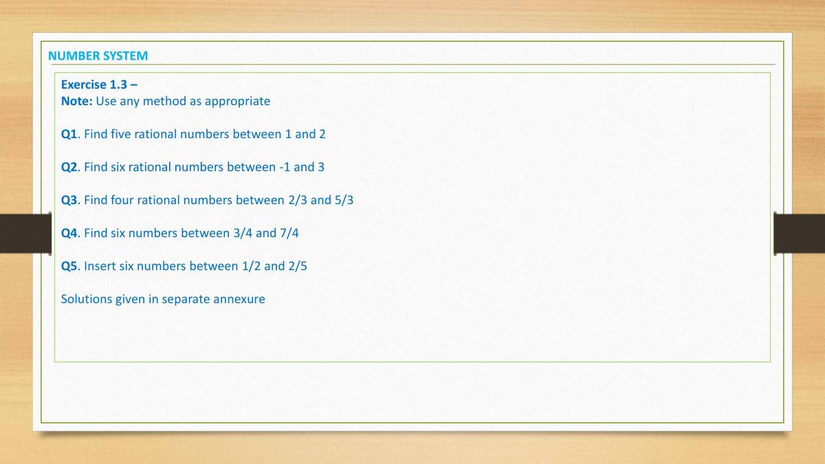 Rational Numbers - PowerPoint Slides - LearnPick India