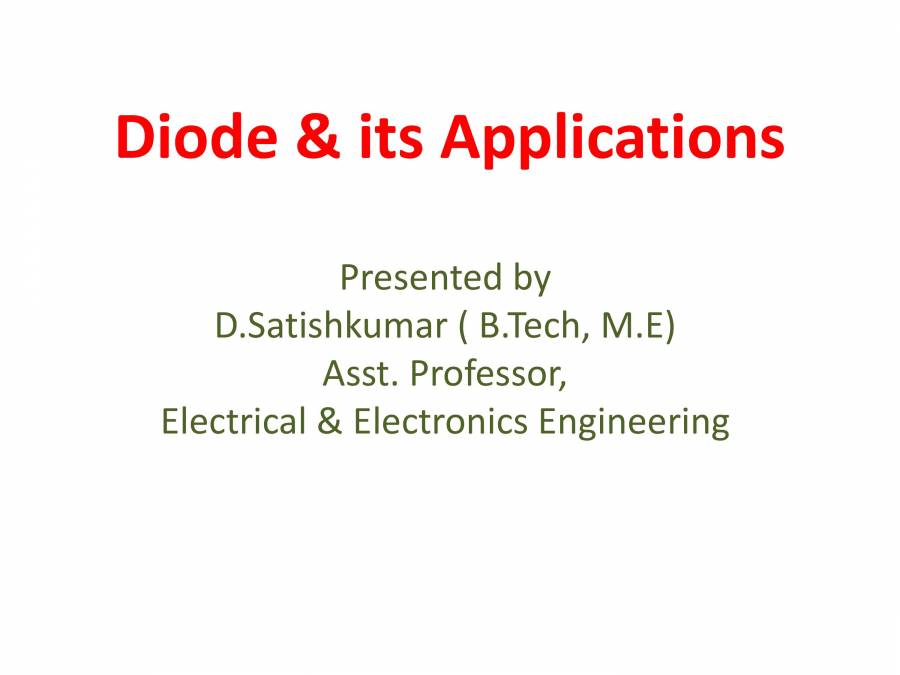 Diode And Its Applications - PowerPoint Slides - LearnPick India