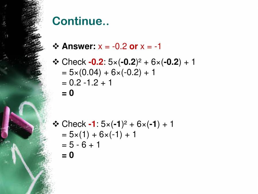 Quadratic Equation - PowerPoint Slides - LearnPick India