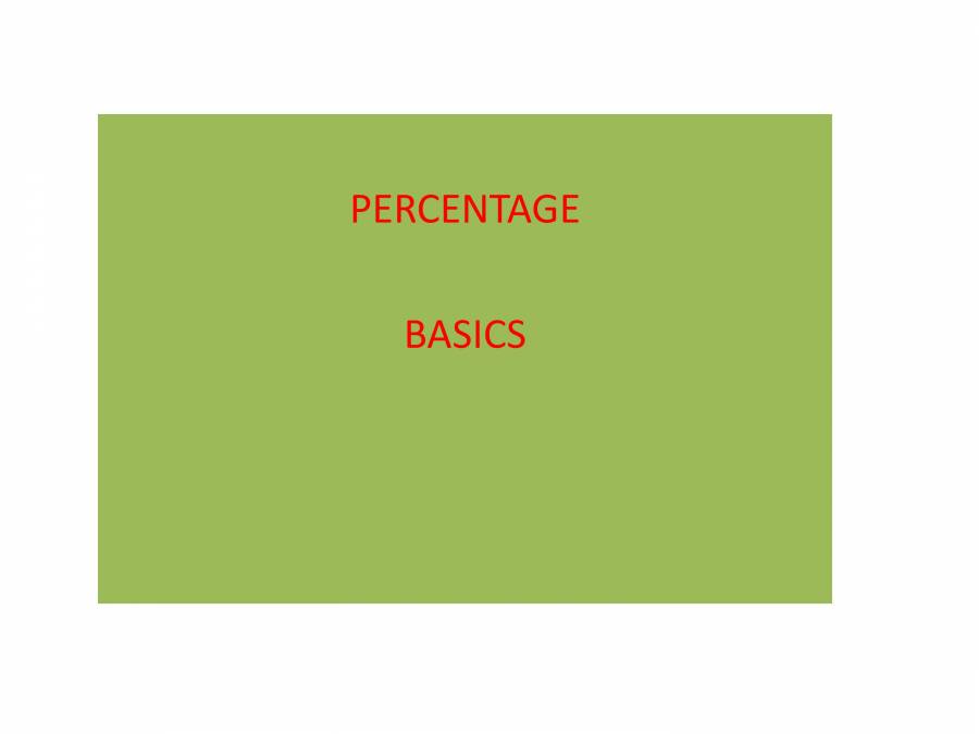 Basics Of Percentage - PowerPoint Slides - LearnPick India