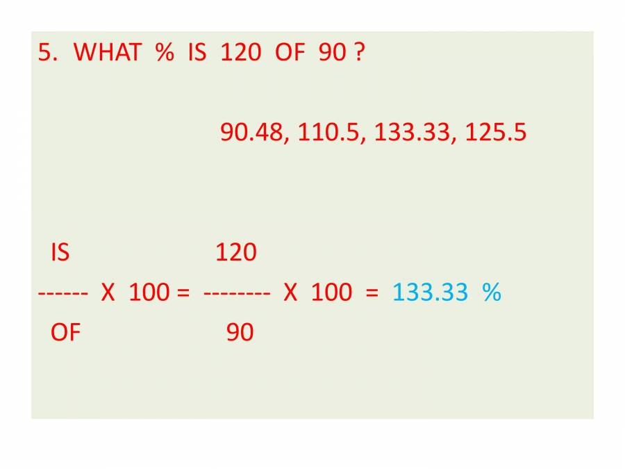 Percentage Examples With Solutions - PowerPoint Slides - LearnPick India