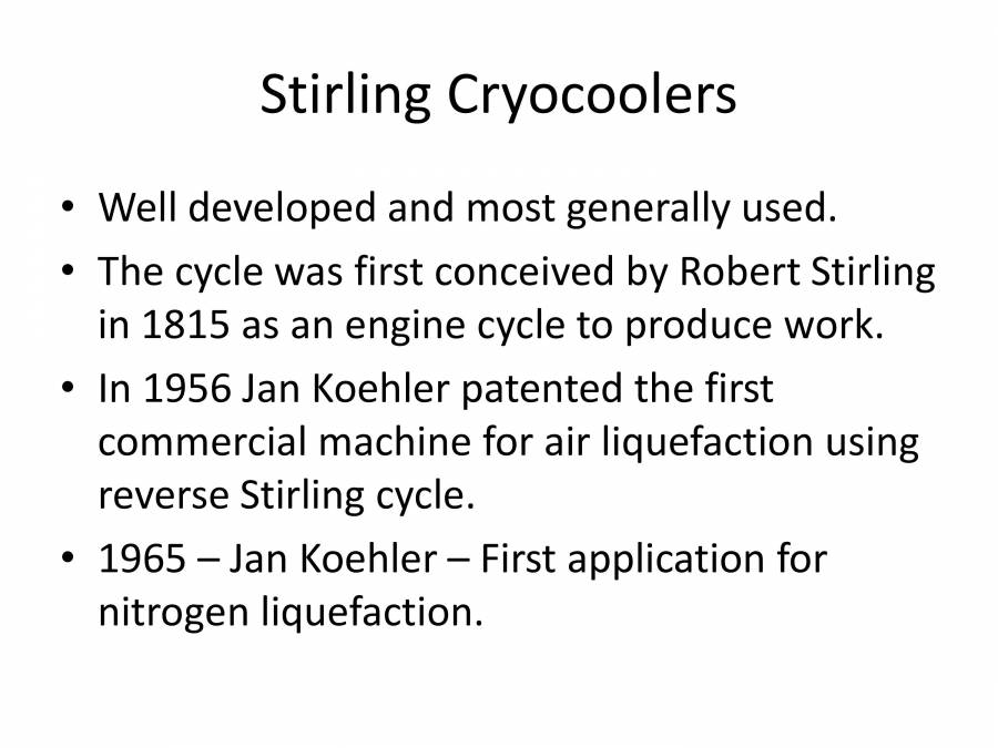 STIRLING CRYOCOOLERS - PowerPoint Slides - LearnPick India