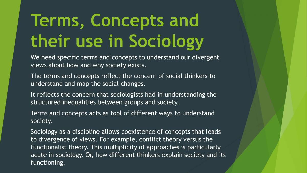 Terms, Concepts And Their Use In Sociology - PowerPoint Slides ...