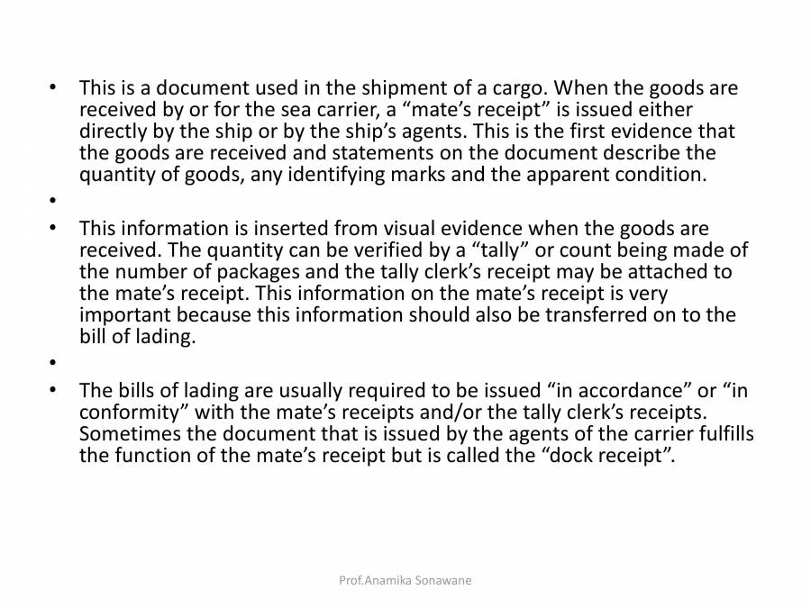 BCOM SEM5 EXPORT MARKETING MATE RECEIPT CONCEPT - PowerPoint Slides ...