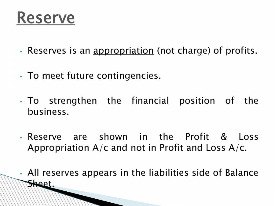 Class XI Accountancy- Provisions & Reserves (Introduction) - PowerPoint ...