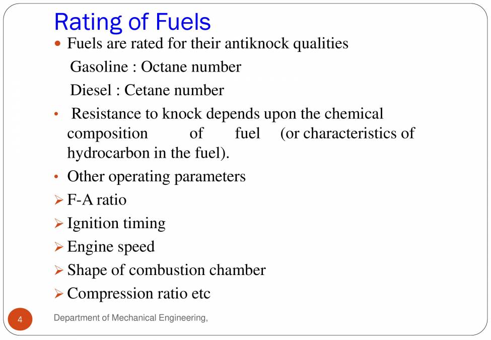 Rating Of SI Engine Fuel - PowerPoint Slides - LearnPick India