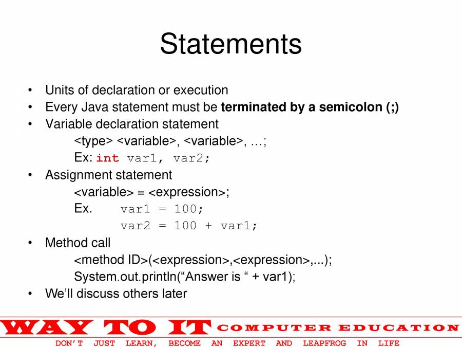 Java Basics - PowerPoint Slides - LearnPick India