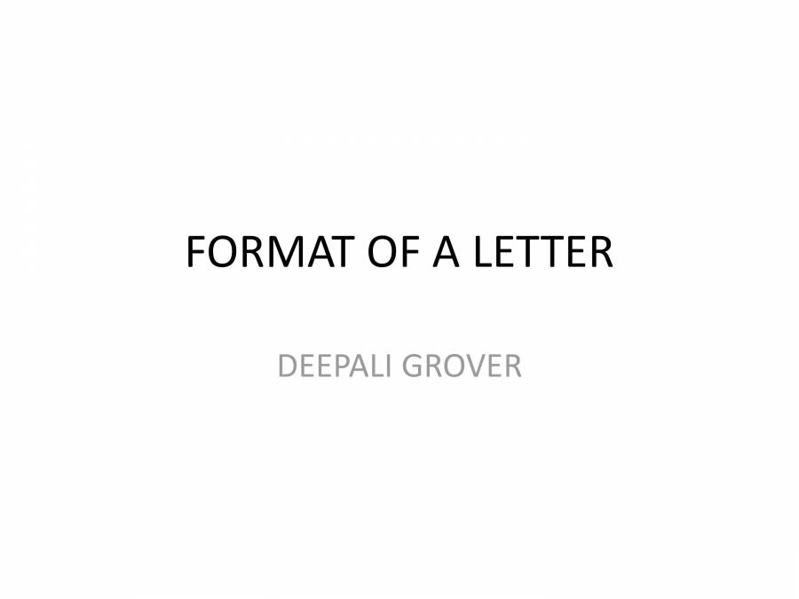 Format Of A Letter - PowerPoint Slides - LearnPick India