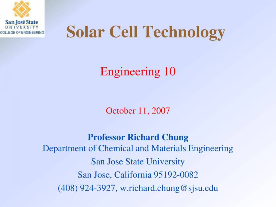 Solar Cell Technology - PowerPoint Slides - LearnPick India