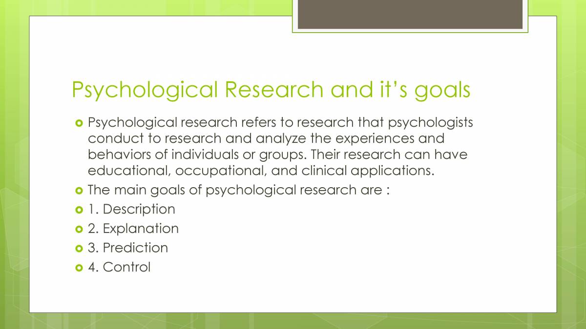 Psychological Research - PowerPoint Slides - LearnPick India