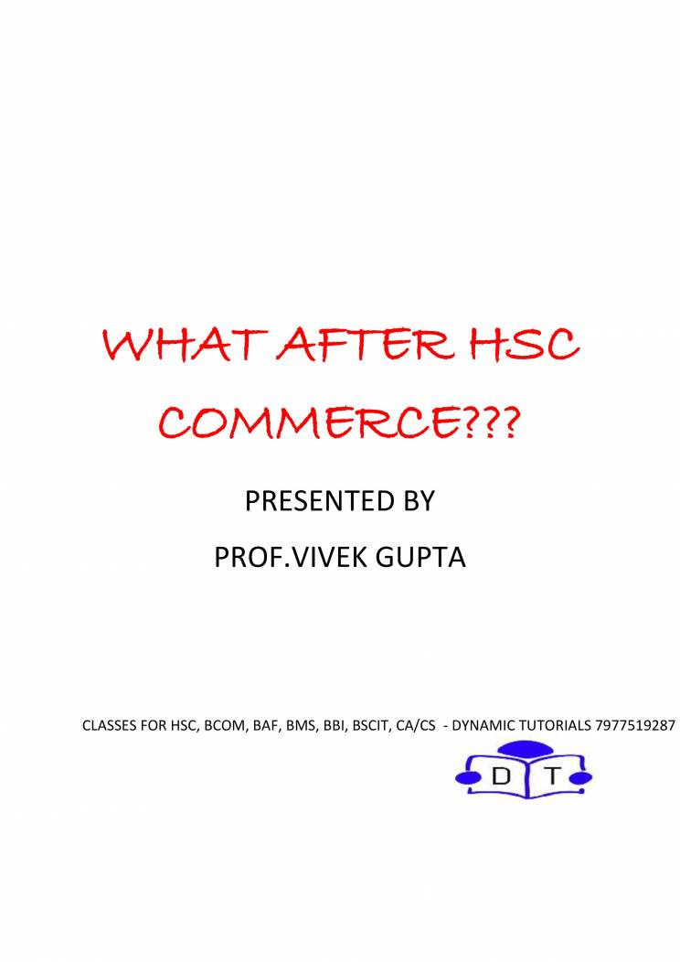 CAREER GUIDANCE: WHAT AFTER HSC - PowerPoint Slides - LearnPick India