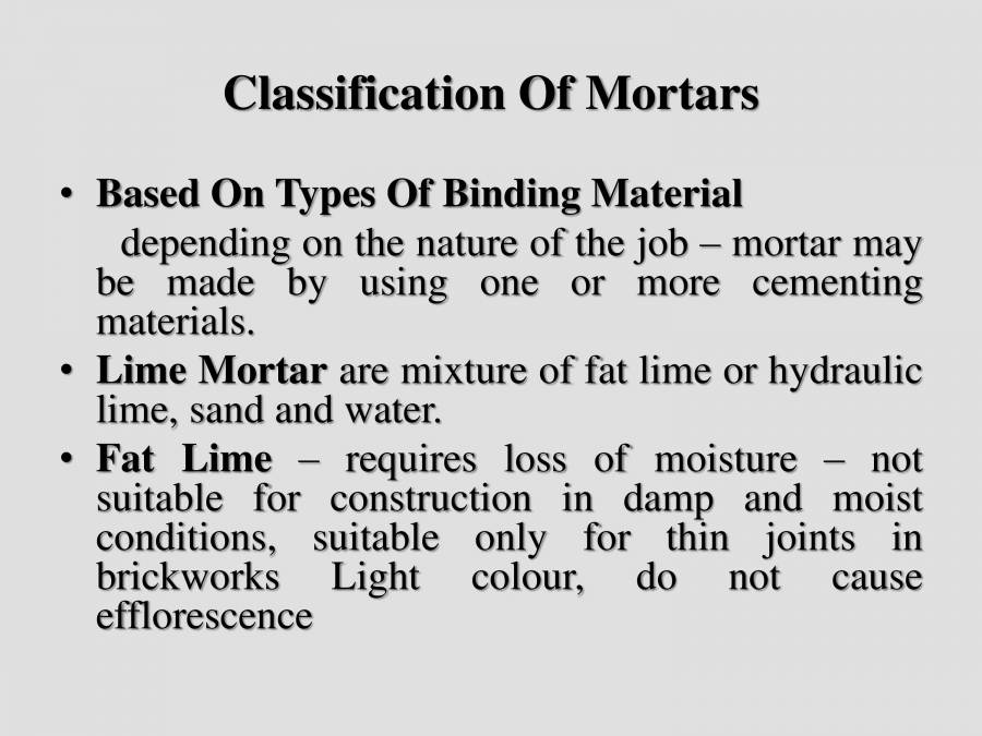 Building Construction Material (Mortars And Plasters) - PowerPoint ...