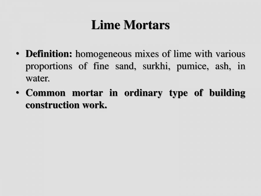 Building Construction Material (Mortars And Plasters) - PowerPoint ...