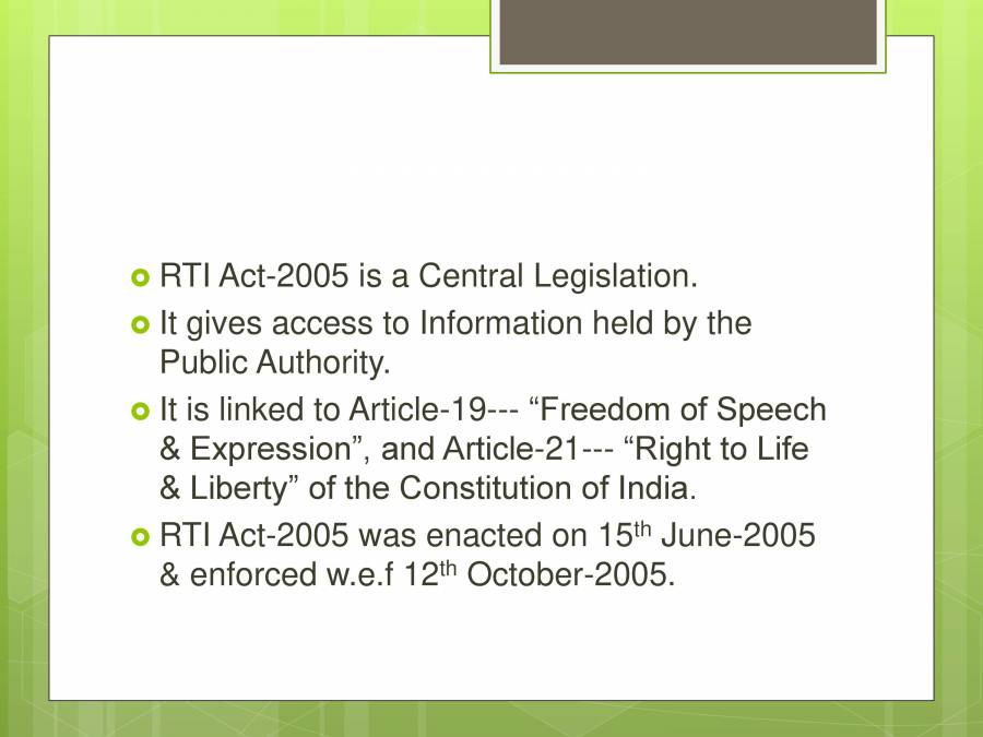 PPT On RTI Act - PowerPoint Slides - LearnPick India