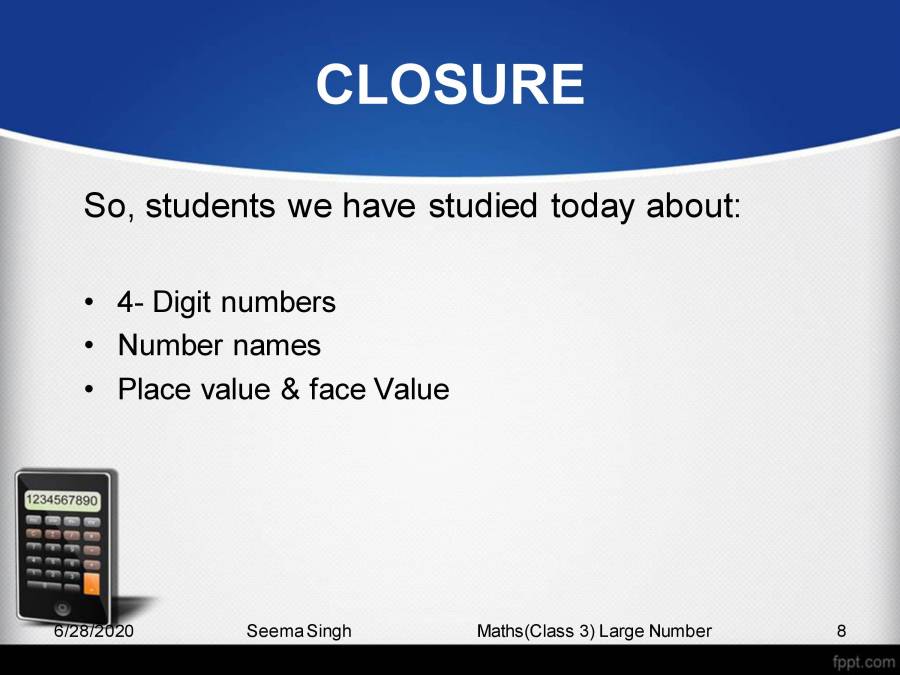 Presentation For Class-III- Mathematics - Place Value - PowerPoint ...
