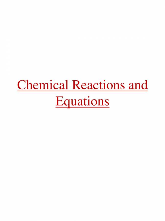 Presentation Chemical Reactions And Equations - PowerPoint Slides ...