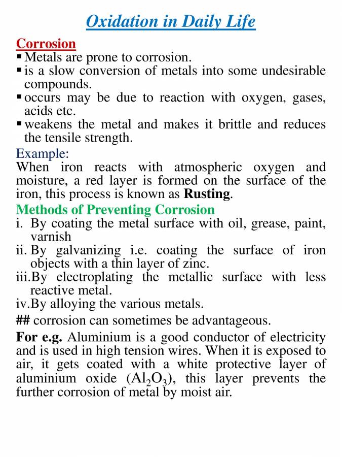 Oxidation Reaction In Daily Life