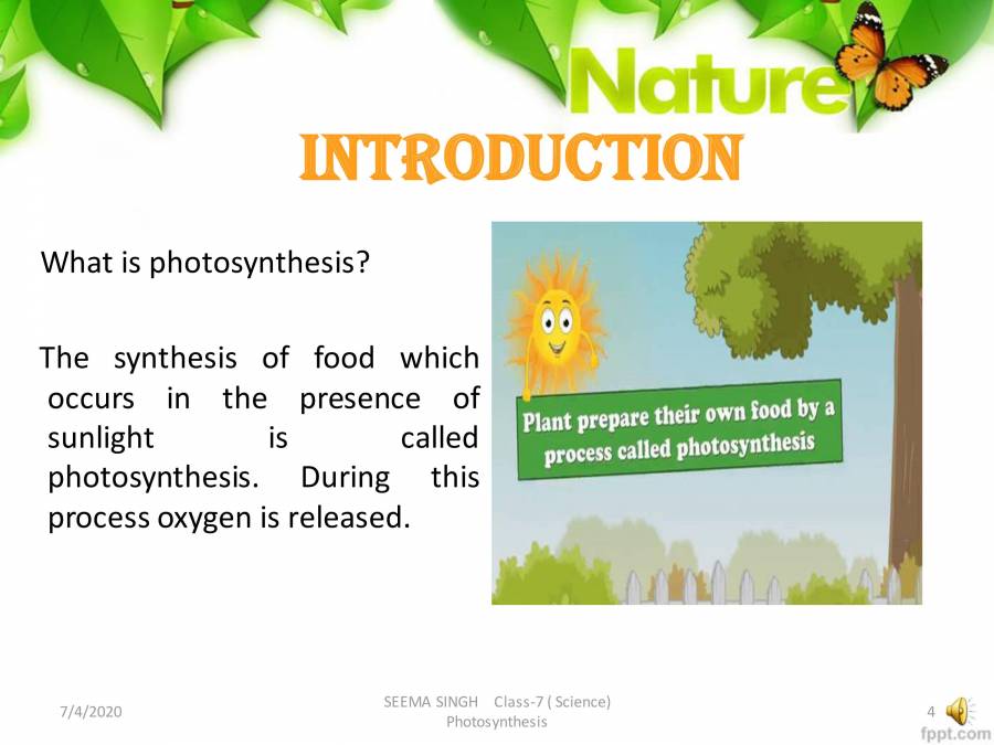 Presentation On Photosynthesis (Class-VII) - PowerPoint Slides ...