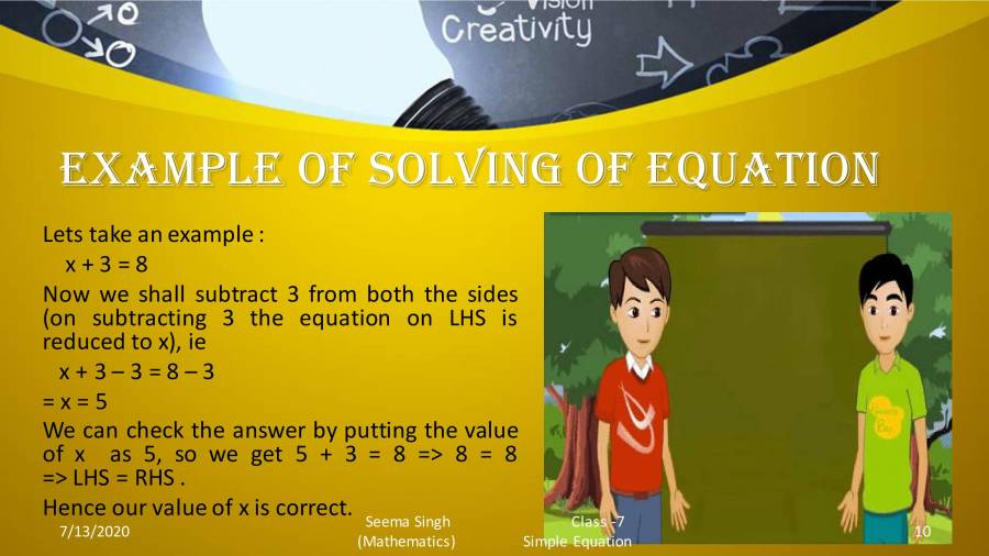 Class-VII - Mathematics - Simple Equation - PowerPoint Slides ...