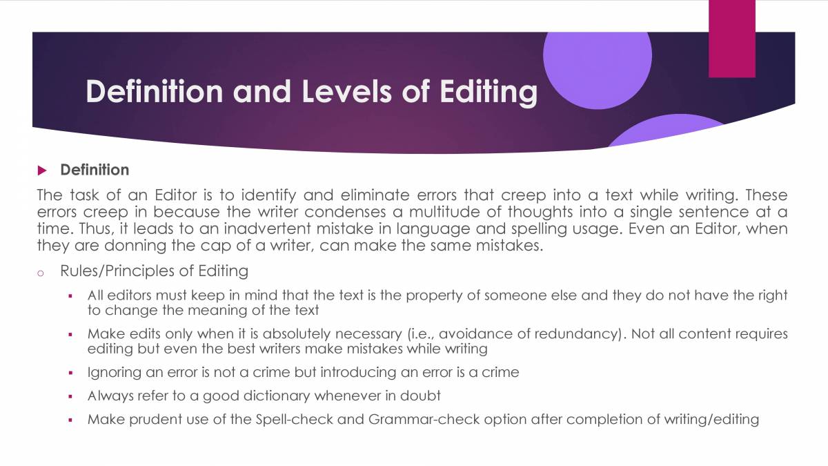 Presentation On Editing And Language Usage - PowerPoint Slides ...