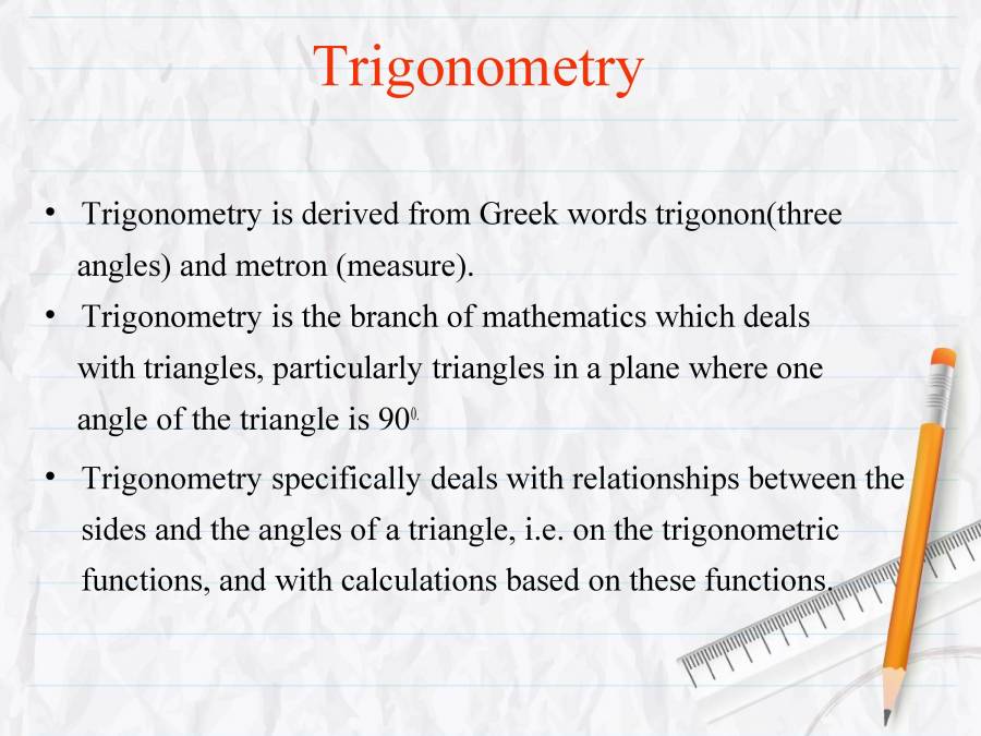 Presentatio On 10th Class Trignometry - PowerPoint Slides - LearnPick India