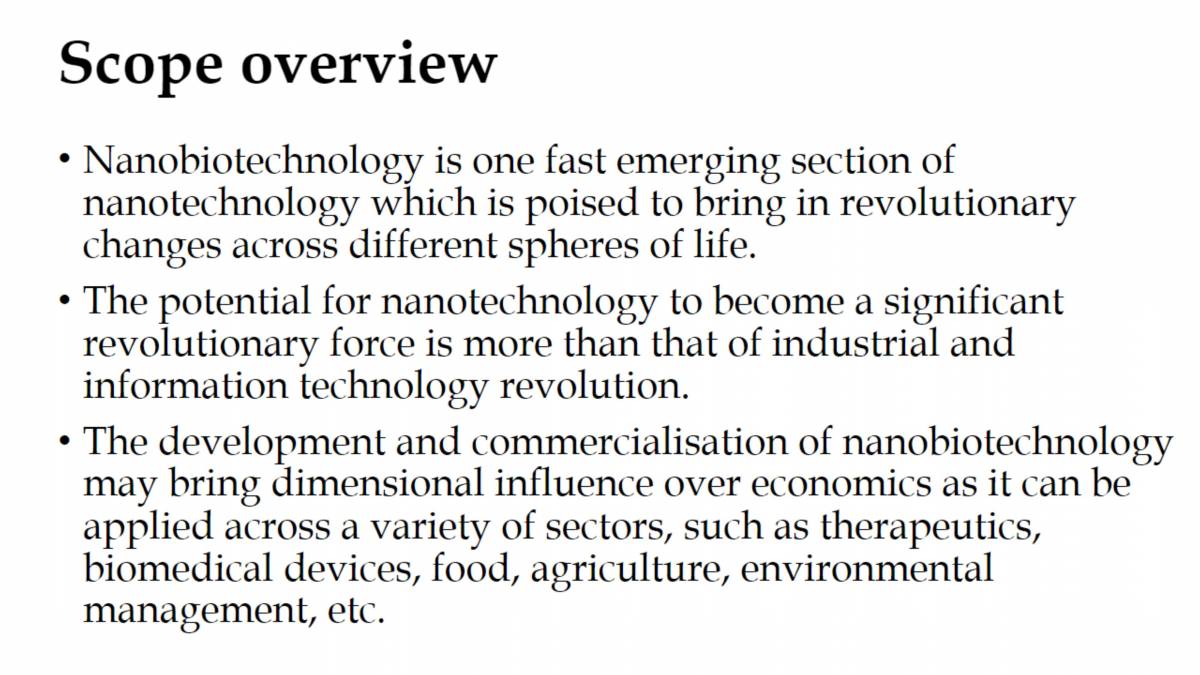 Presentation On Scope Of Nanobiotechnology - Part 1 - PowerPoint Slides ...