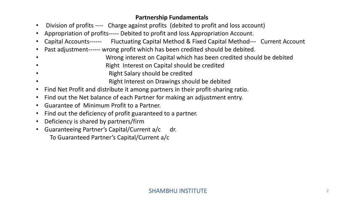 Note For Profit Organisation And Partnership Fundamental - PowerPoint ...