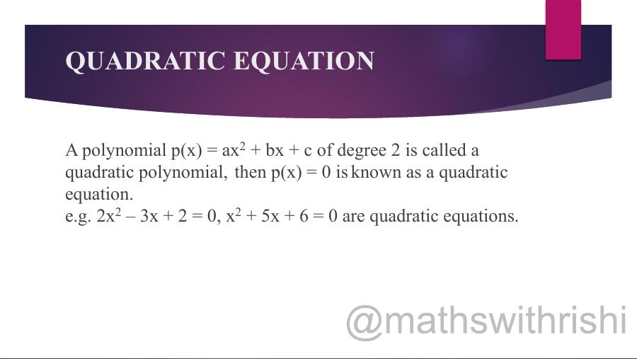 Quadratic Equation Class 10th Powerpoint Slides Learnpick India