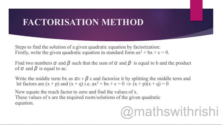 QUADRATIC EQUATION Class(10th) - PowerPoint Slides - LearnPick India