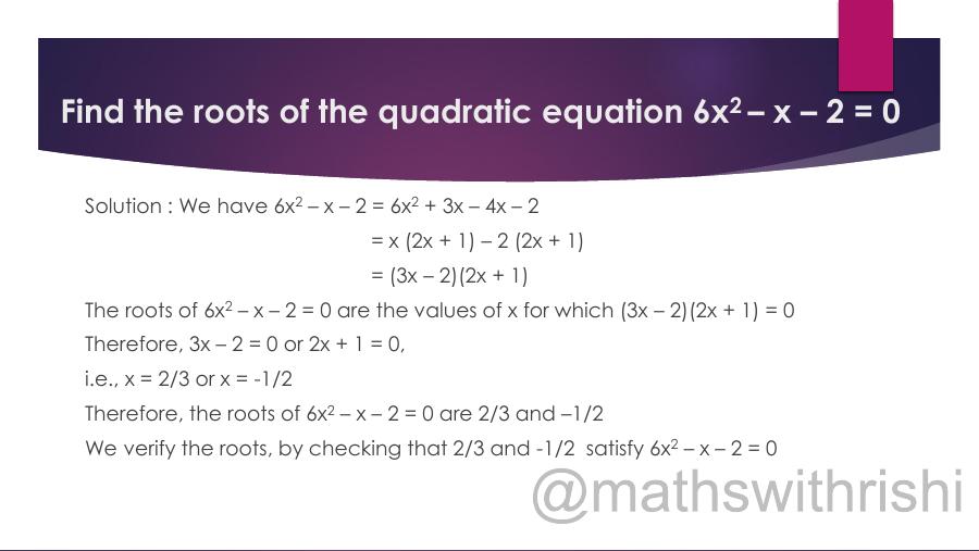 QUADRATIC EQUATION Class(10th) - PowerPoint Slides - LearnPick India