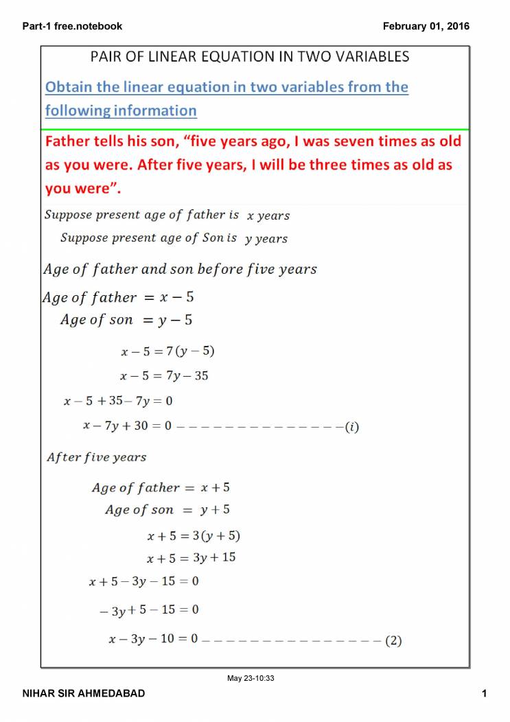 Linear Systems With Two Variables (FORMING EQUATION) - PowerPoint ...