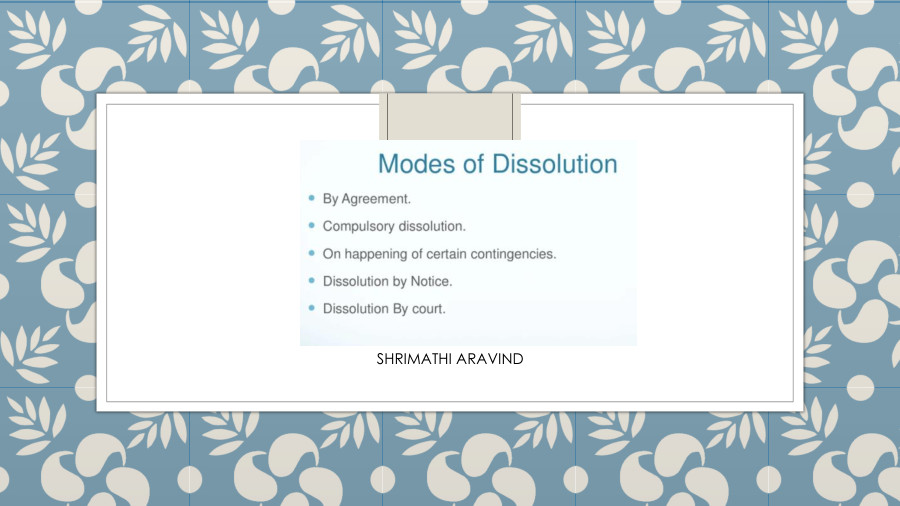 Dissolution of Firm - PowerPoint Slides - LearnPick India