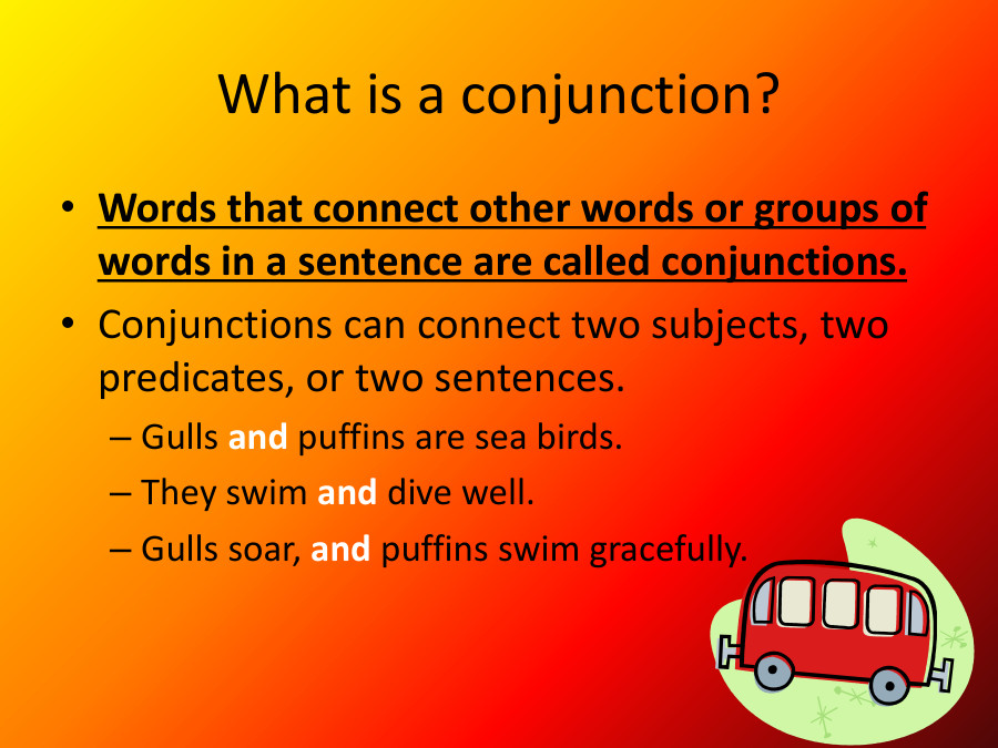 Conjunctions (English Grammar) - PowerPoint Slides - LearnPick India