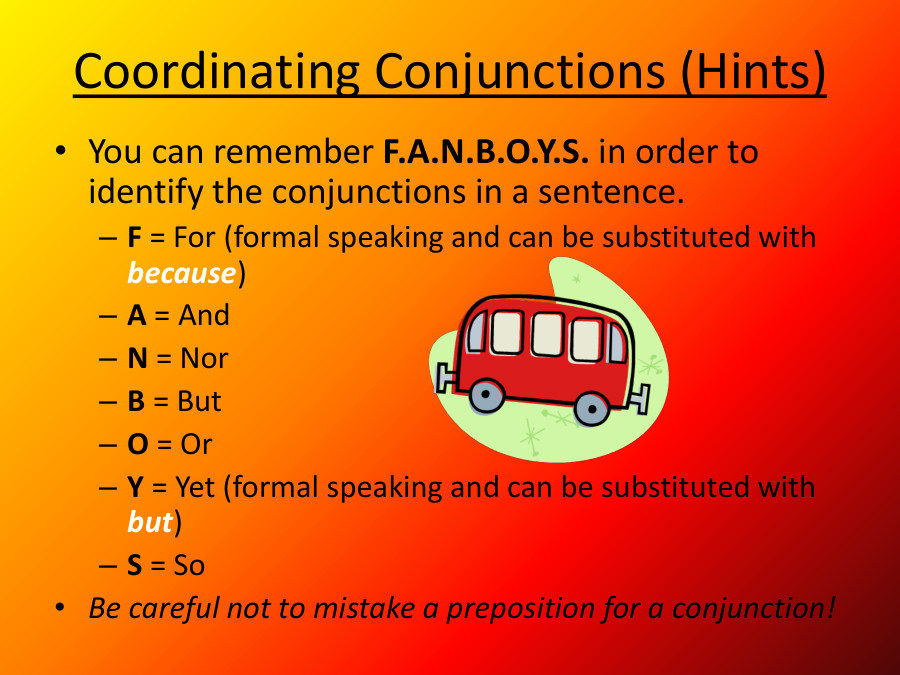 Conjunctions (English Grammar) - PowerPoint Slides - LearnPick India