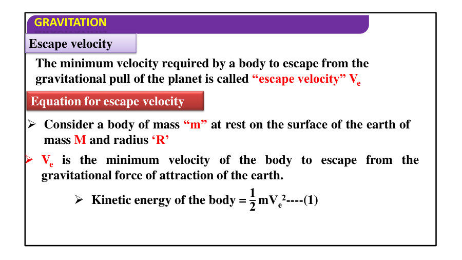 Escape Velocity (JEE/NEET) - PowerPoint Slides - LearnPick India