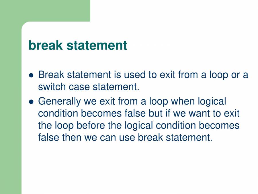 Jumping Statements In C - PowerPoint Slides - LearnPick India