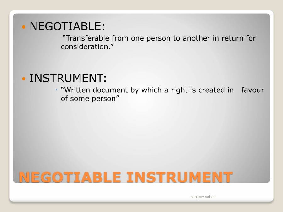 PPT On Negotiable Instrument Act - PowerPoint Slides - LearnPick India