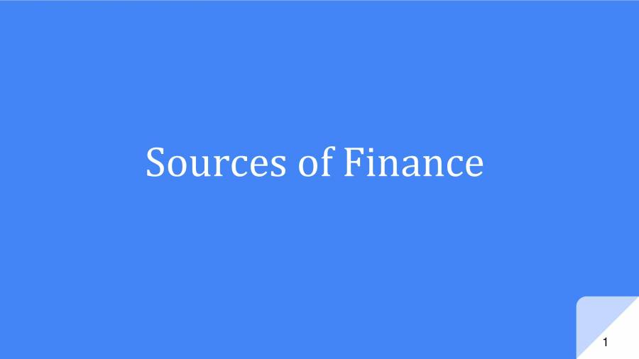 Sources Of Finance - PowerPoint Slides - LearnPick India