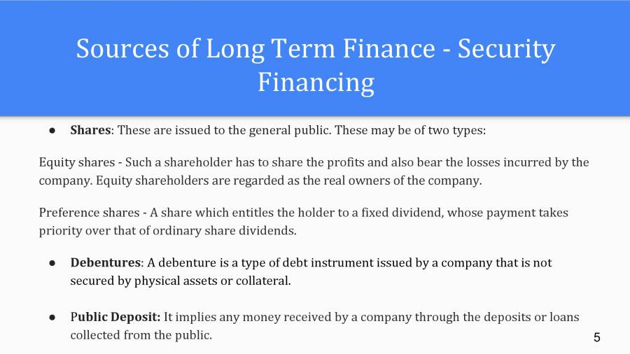 Sources Of Finance - PowerPoint Slides - LearnPick India