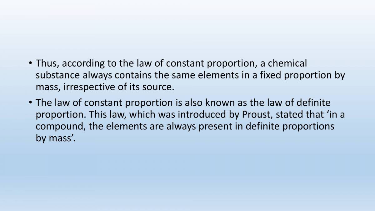 Principle Of Constant Proportions