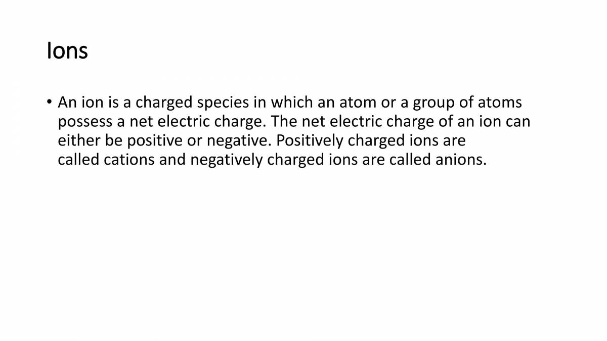 Ions And Their Compound - PowerPoint Slides - LearnPick India