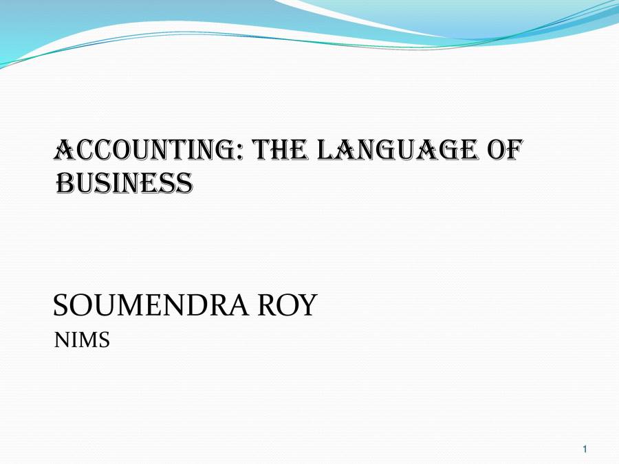 Accounting - The Language Of Business - PowerPoint Slides - LearnPick India