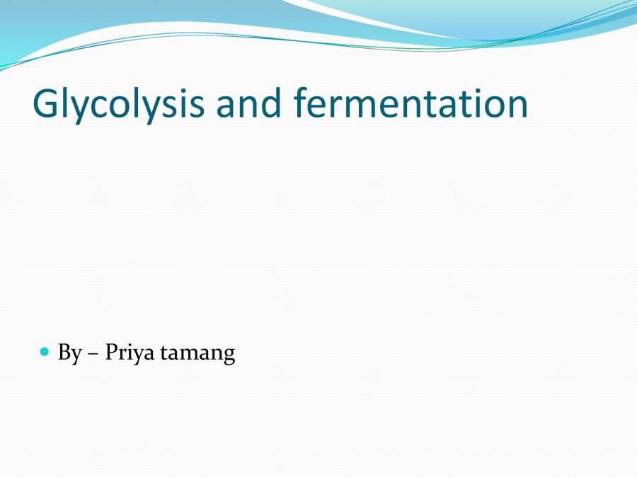 GLYCOLYSIS AND FERMENTATION - PowerPoint Slides - LearnPick India