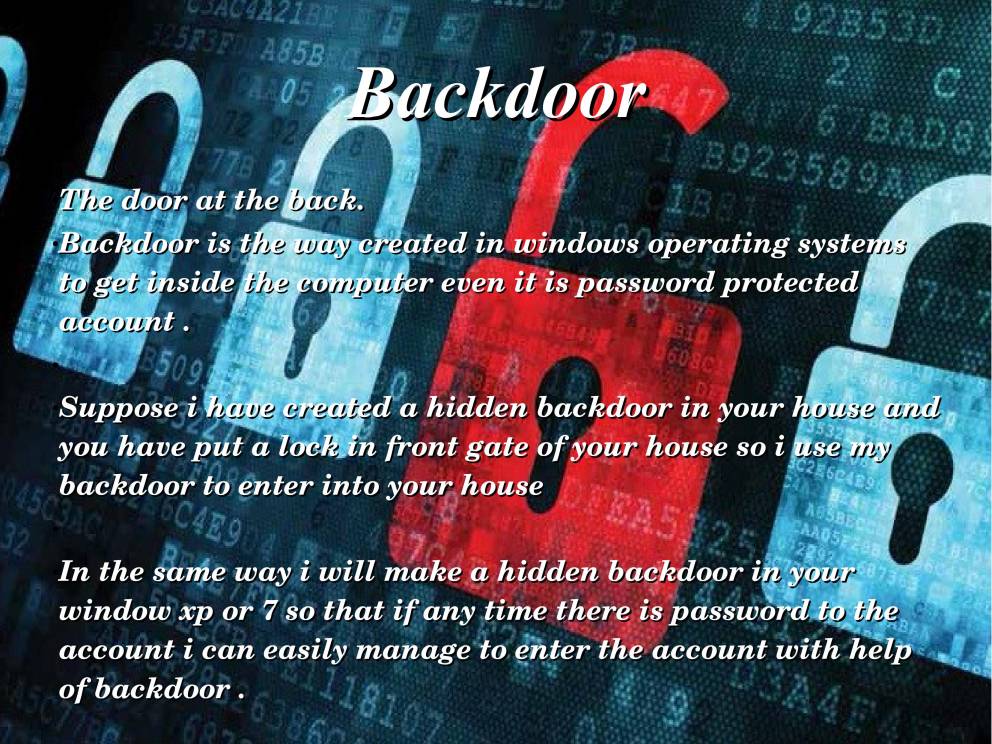 Creating Windows Backdoor - PowerPoint Slides - LearnPick India