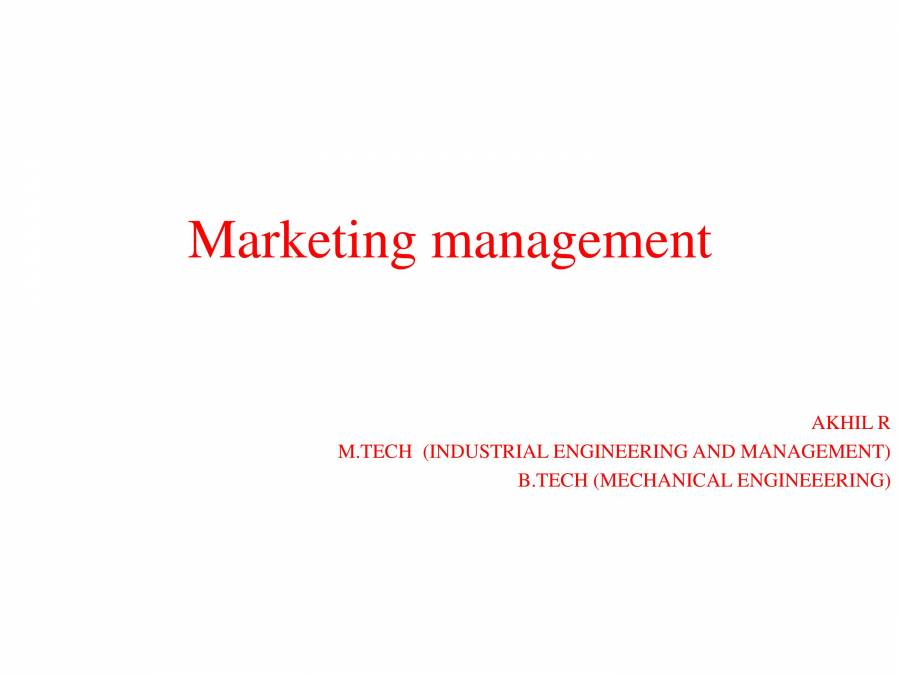 Marketing Management - PowerPoint Slides - LearnPick India